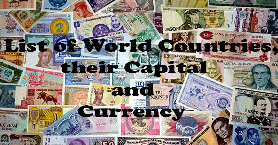 World Countries their Currency and Capital